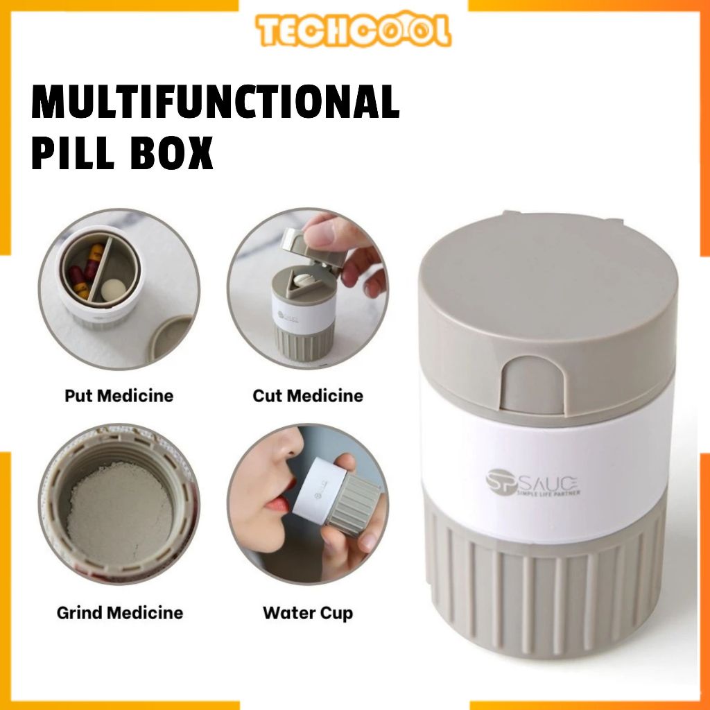 Portable Pill Box with Crusher & Cutter – 4-in-1 Medicine Grinder ...