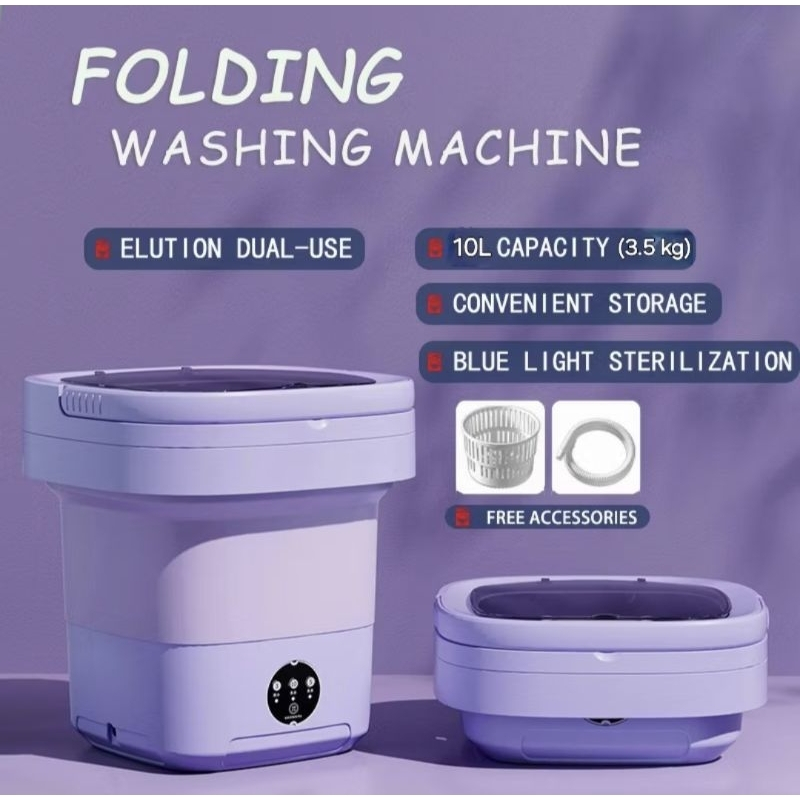 Mini Washer Spin Dry Collapsible Washing Machine Foldable Portable 10L ...