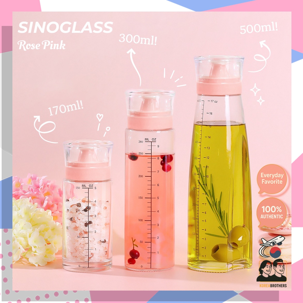 SINOGLASS / Rose Pink Glass Oil Bottle 170ml, 300ml, 500ml / Airtight ...