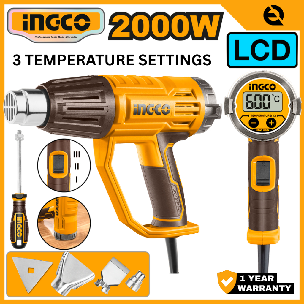 INGCO 2000W HEAT GUN | 3 STAGE | HG200078 HG200058 | Shopee Singapore