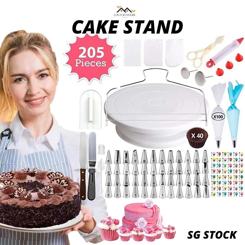 {SG} 205PCS Cake Turntable Set Rotating Cake Stand Baking Tools Palette ...