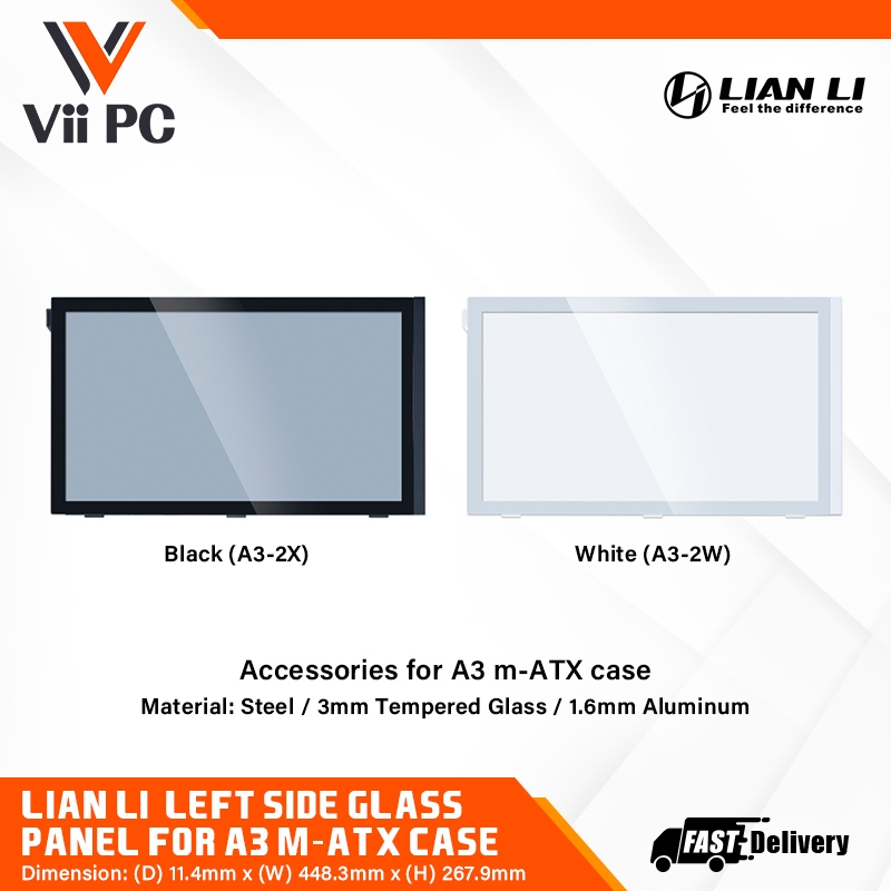 LIAN LI Left Side Glass Panel for A3 m-ATX 2 COLORS BLACK AND WHITE ...