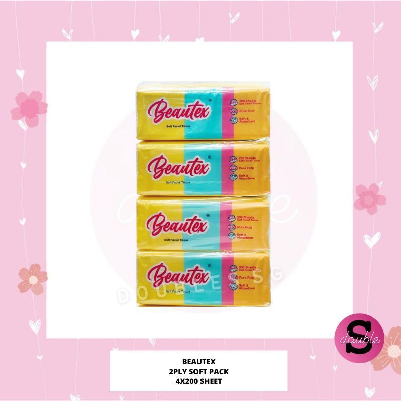 [Carton Deal]BEAUTEX 2Ply Soft pack Facial Tissue 4x 200 Sheets x 10 ...