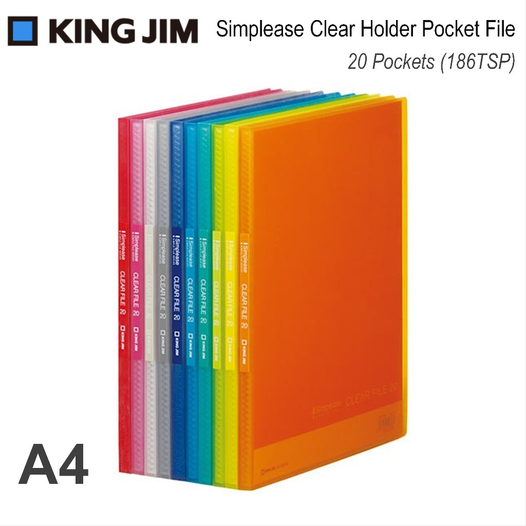 King Jim Simplease A4 Clear Holder Pocket File 20 pockets 186TSP ...