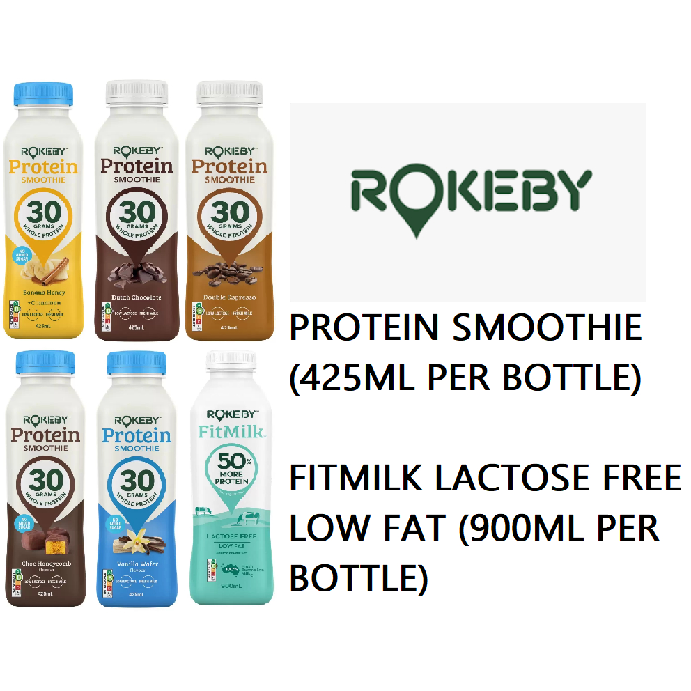 ROKEBY PROTEIN SMOOTHIES 425ml x 4 Bottles/ ROKEBY FITMILK LOW FAT ...