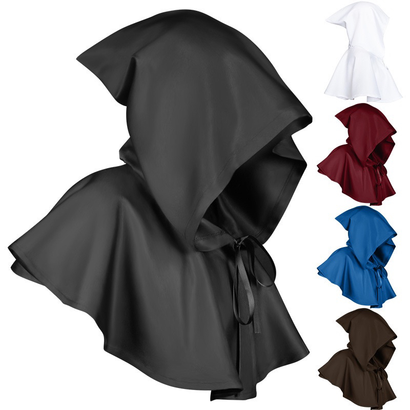 [SG Seller] Halloween Short Hooded Cloak Shawl Grim Medieval Wizard ...