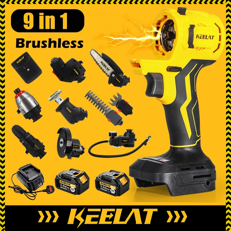 KEELAT Cordless Impact Harmmer Drill Wrench Gun Reciprocating Chain Saw ...