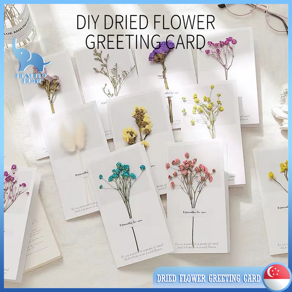 💕SG Stock💕Dried Flowers Card /DIY Blessing Greeting card /Pressed ...
