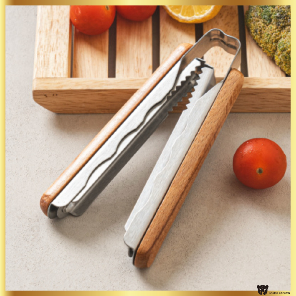 Daiso Korea Foldable BBQ Tongs with Wooden Handle 23cm | Shopee Singapore