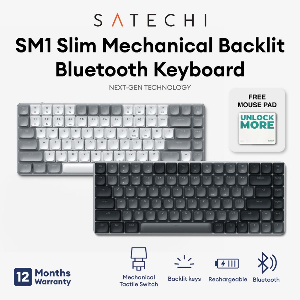 Satechi SM1 Slim Mechanical Backlit Bluetooth Keyboard | Shopee Singapore