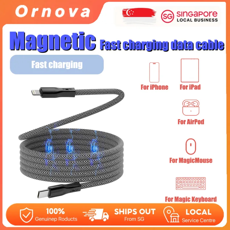 【SG Stock】 Magnetic 100W Fast Charger Cable USB C To C USB A To C Data ...