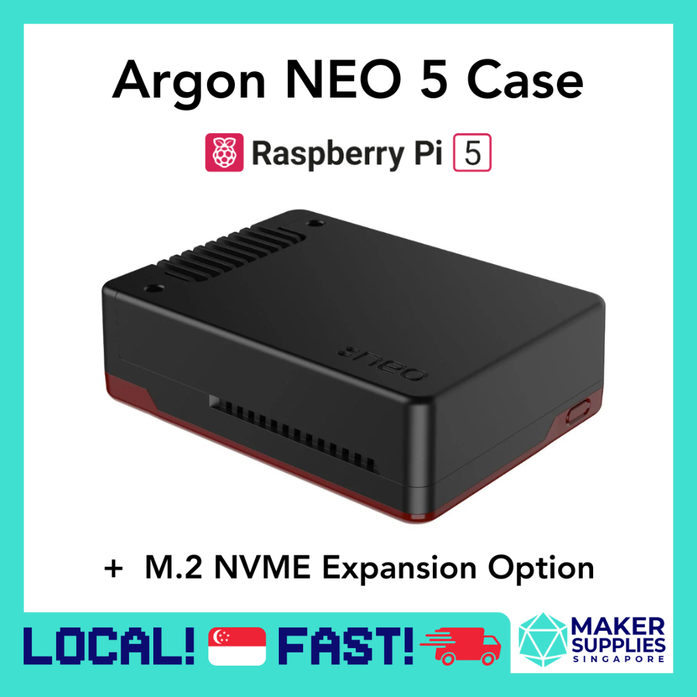 Argon NEO 5 BRED Case for Raspberry Pi 5 + M.2 NVME Expansion Option ...