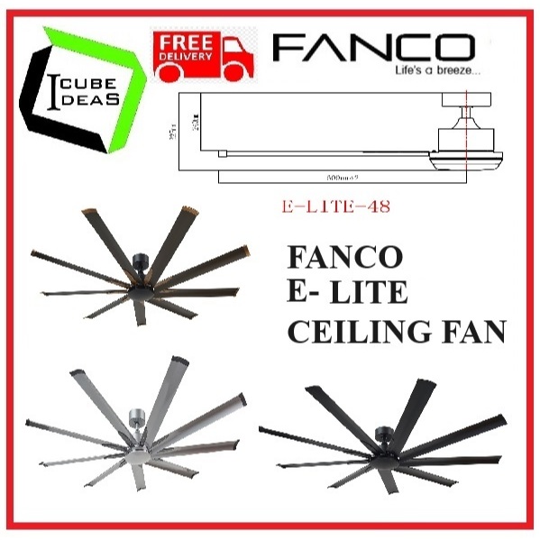 Fanco E-LITE / E-LITE-PRO 48"/52"/60" DC Motor LED Ceiling Fan / Matte ...