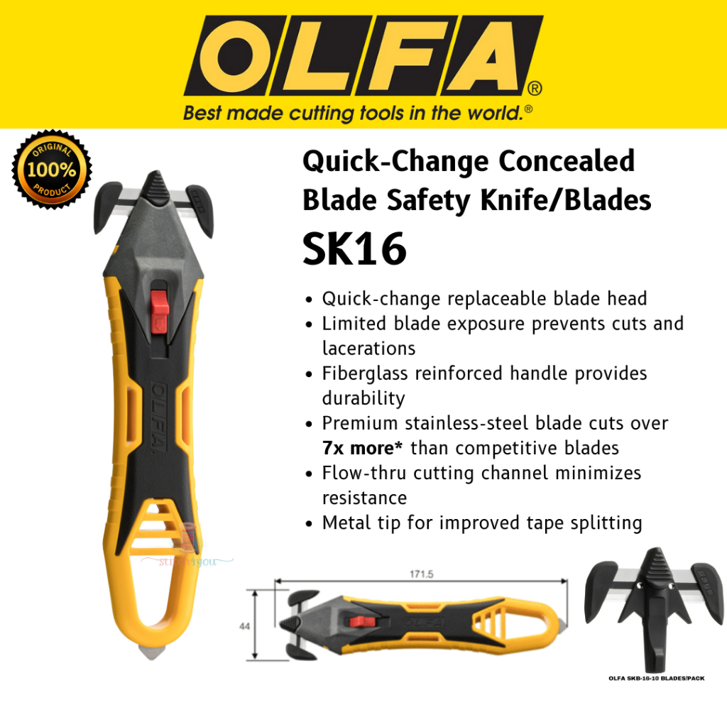 (BladesForSale)OLFA SK-16 Safety Knife for Carton, Carpet, Plastic Heavy Duty Safety Knife ...