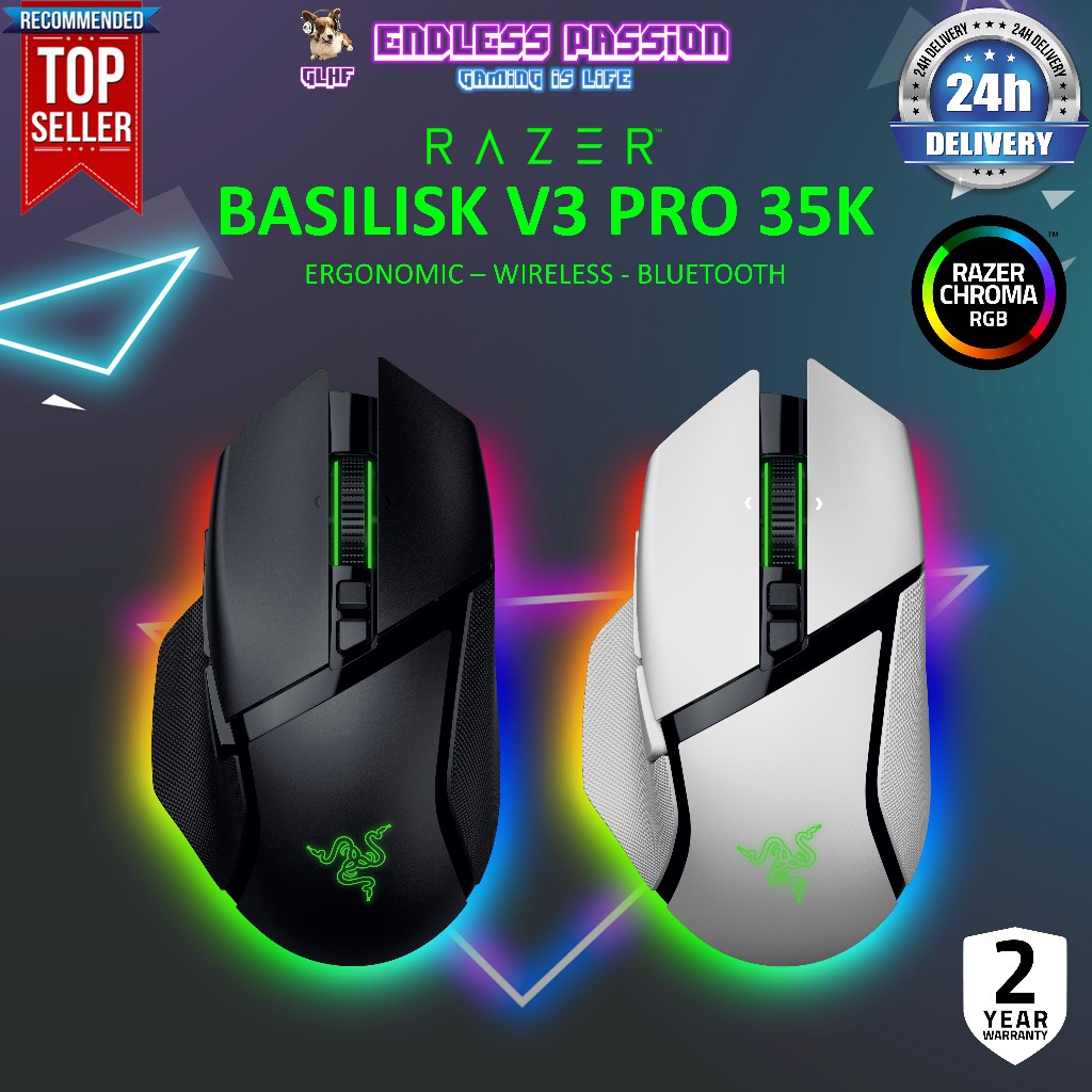 Razer Basilisk V3 Pro 35K - Fully Customizable Wireless Ergonomic RGB ...