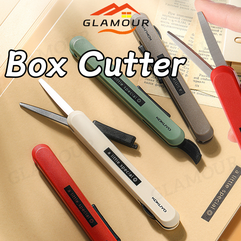 [SG] Box Cutter Foldable Scissor Pen Knife Cutter Opener Safe Portable ...