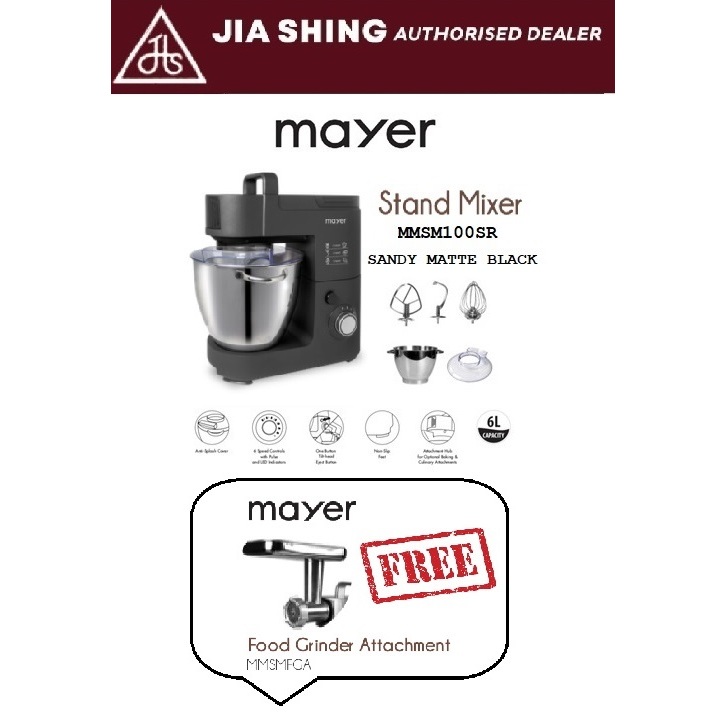 Mayer 6L Stand Mixer (MMSM100) Sandy Matte Black | Shopee Singapore