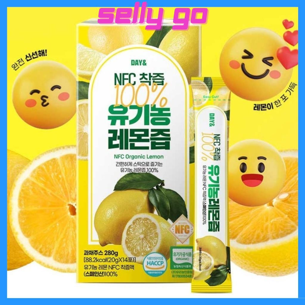DAY& NFC Squeezed 100% Organic Lemon Juice 20g x 14 Sticks | Shopee ...