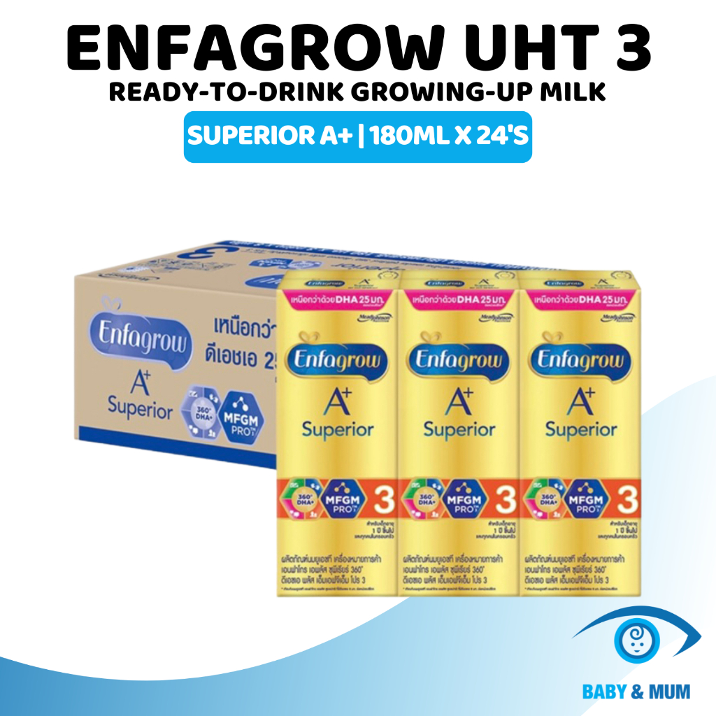 Enfagrow A+ Superior DHA+ 360 MFGM Pro 3 UHT Milk (180ml X 24 boxes ...