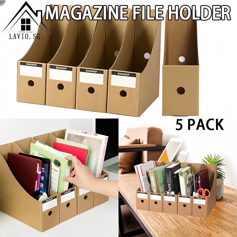 [SG] 5 Pack Magazine File Holder Foldable Magazine Organizer Desk ...