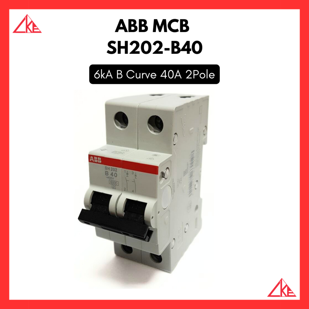 ABB MCB SH202-B40 6kA B Curve 40A 2 Pole Miniature Circuit Breaker | Shopee Singapore