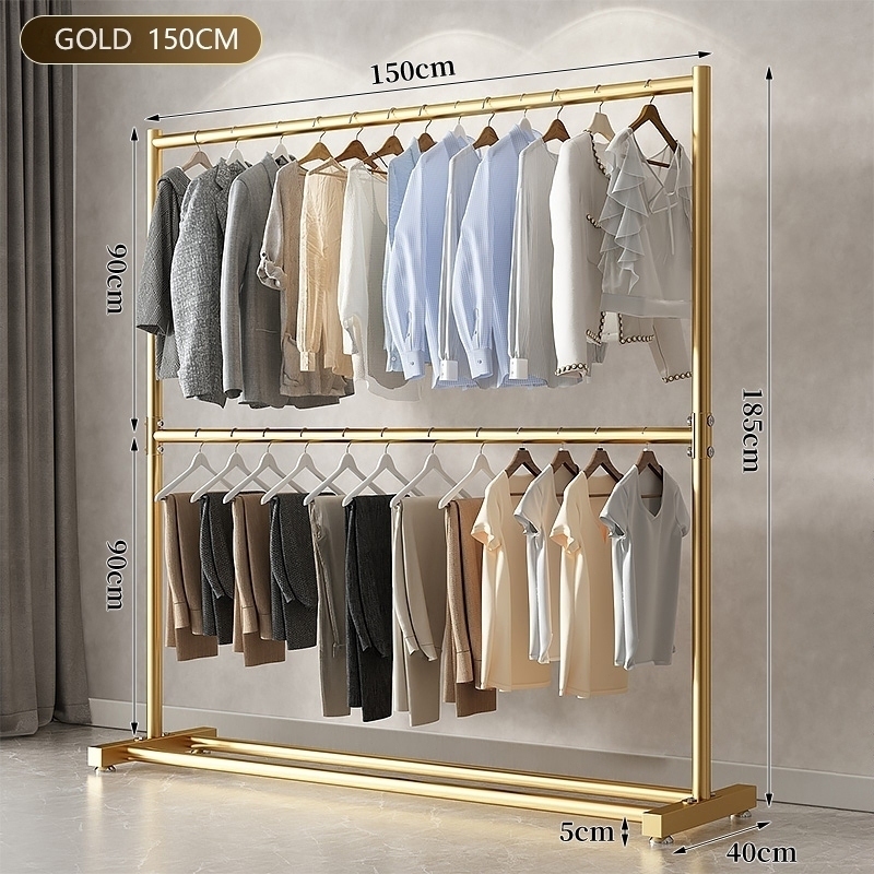 Single/Double-Pole Clothes Hanging Rack Steel Pipe Clothes Rack Drying ...