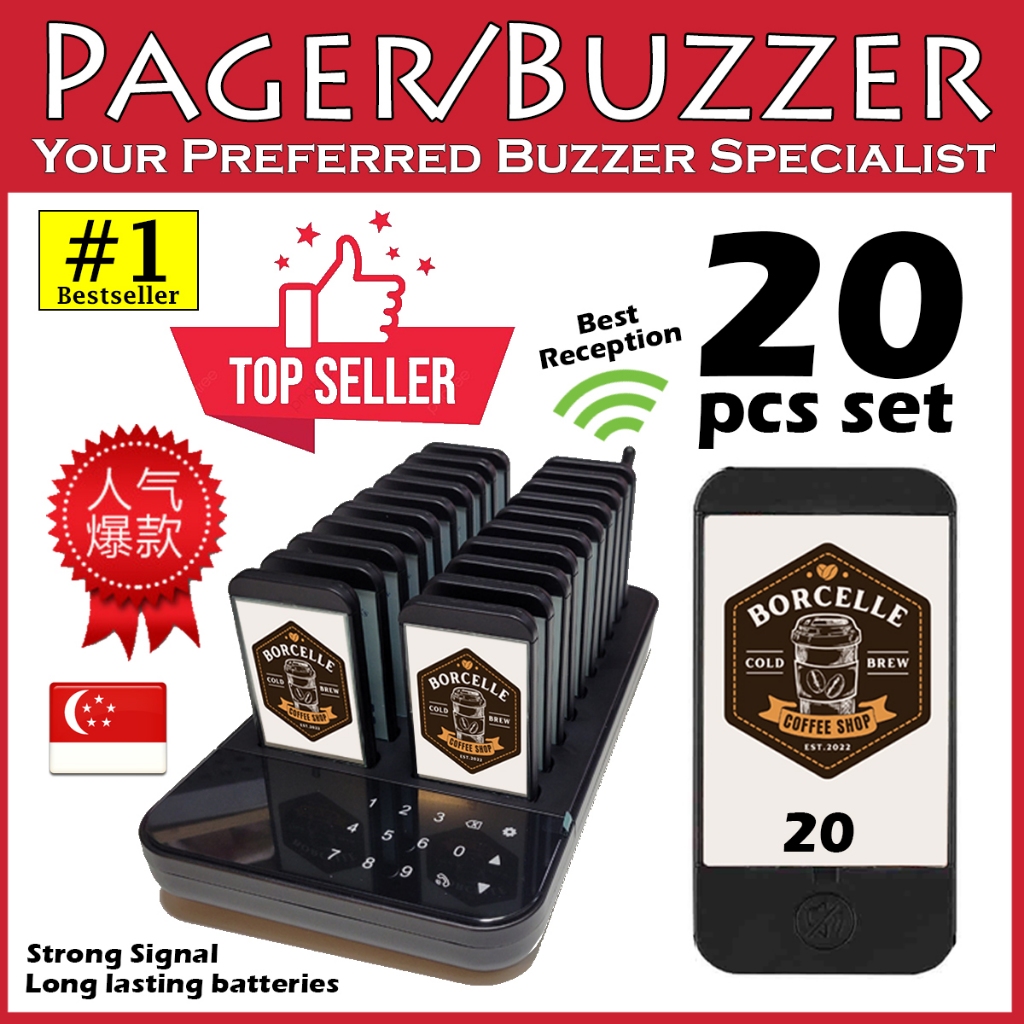 Top model 20 pcs set Pager buzzer strong signal Paging Hawker Centre ...