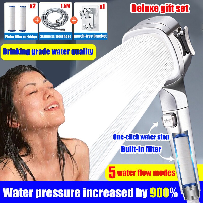 【900% water pressure】Large/Power Spray High Pressure Shower head 9 Mode ...