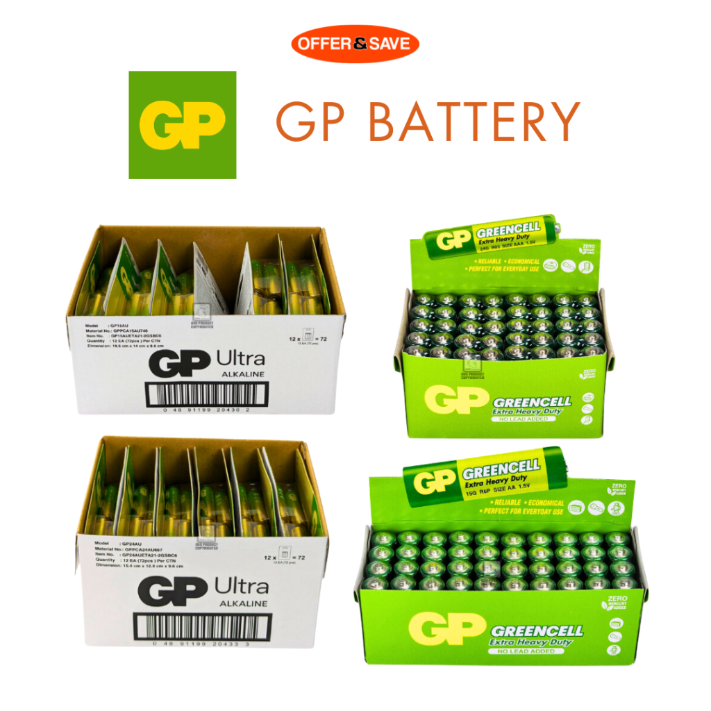 GP Battery - Ultra Alkaline Battery / Greencell Extra Heavy Duty ...