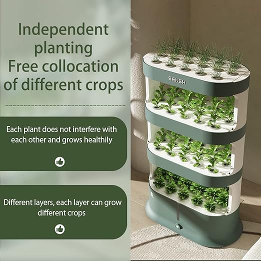 Hydroponic Planter Bed - 4 Tier Indoor Garden Farm, Full Spectrum Light ...