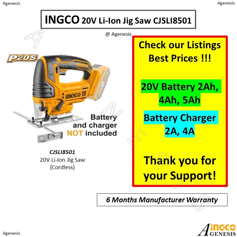 INGCO 20V Li-Ion Jig Saw CJSLI8501 | Shopee Singapore