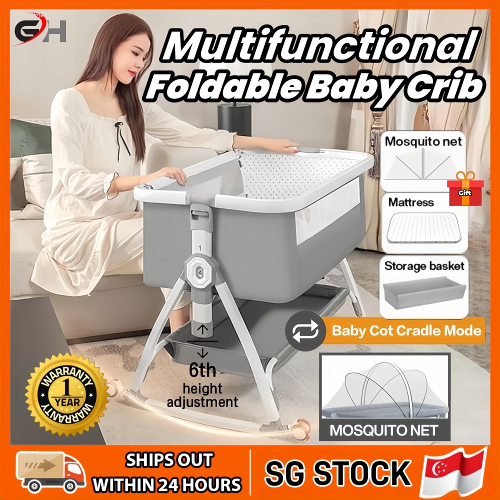 🔥SG🔥 Multifunctional Foldable Baby Cot Removable Newborn Cradle Bed ...