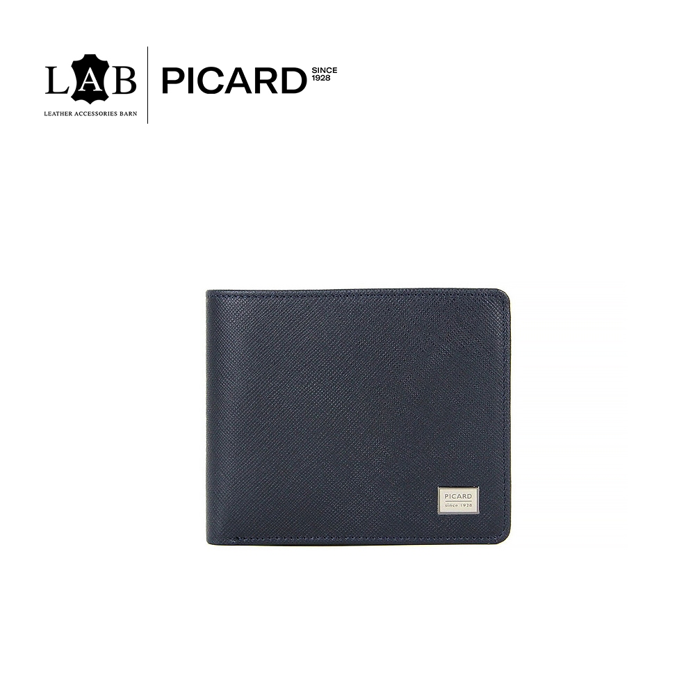 Picard Saffiano Men's Leather Bifold Wallet with Coin Pouch (Navy ...