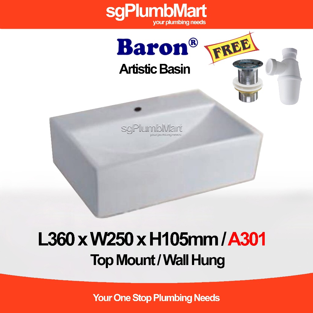 Baron Ceramic Basin Wall Hung/Top Mount Artistic Basin Multi Design ...