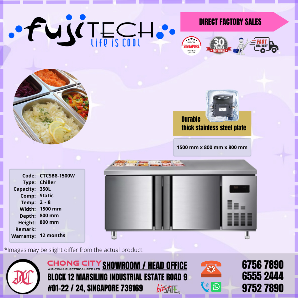 FUJITECH 2 Door Counter Saladbar Chiller 350L(Static)-CTCSB8-1500W ...