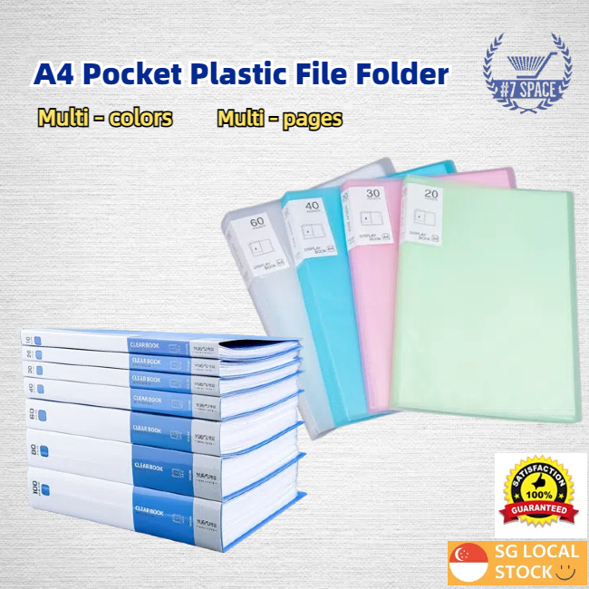 🔥 SG STOCK🔥[20/30/40/60 pockets] A4 Clear Pocket Plastic File Folder ...