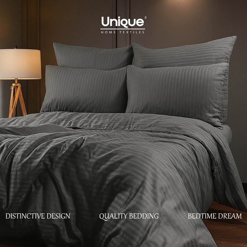 UNIQUE Elegant Satin Striped Bedding Set 1200TC Soft Smooth Cooling ...