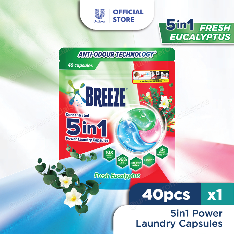 Breeze 5in1 Power Laundry Capsules 40's | Shopee Singapore