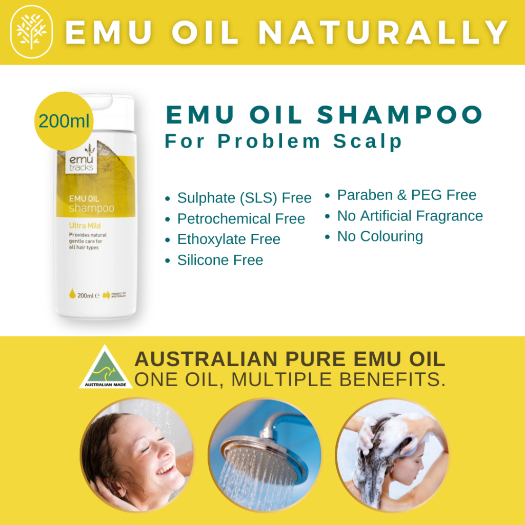 Emu Tracks Emu Oil Shampoo 200ml. For Sensitive or Problem Scalp. 100% ...