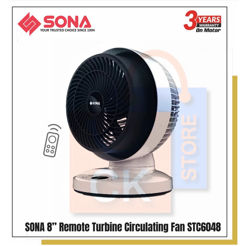 SONA 8” Remote Turbine Circulating Fan (Desk/Floor Fan) STC 6048 ...