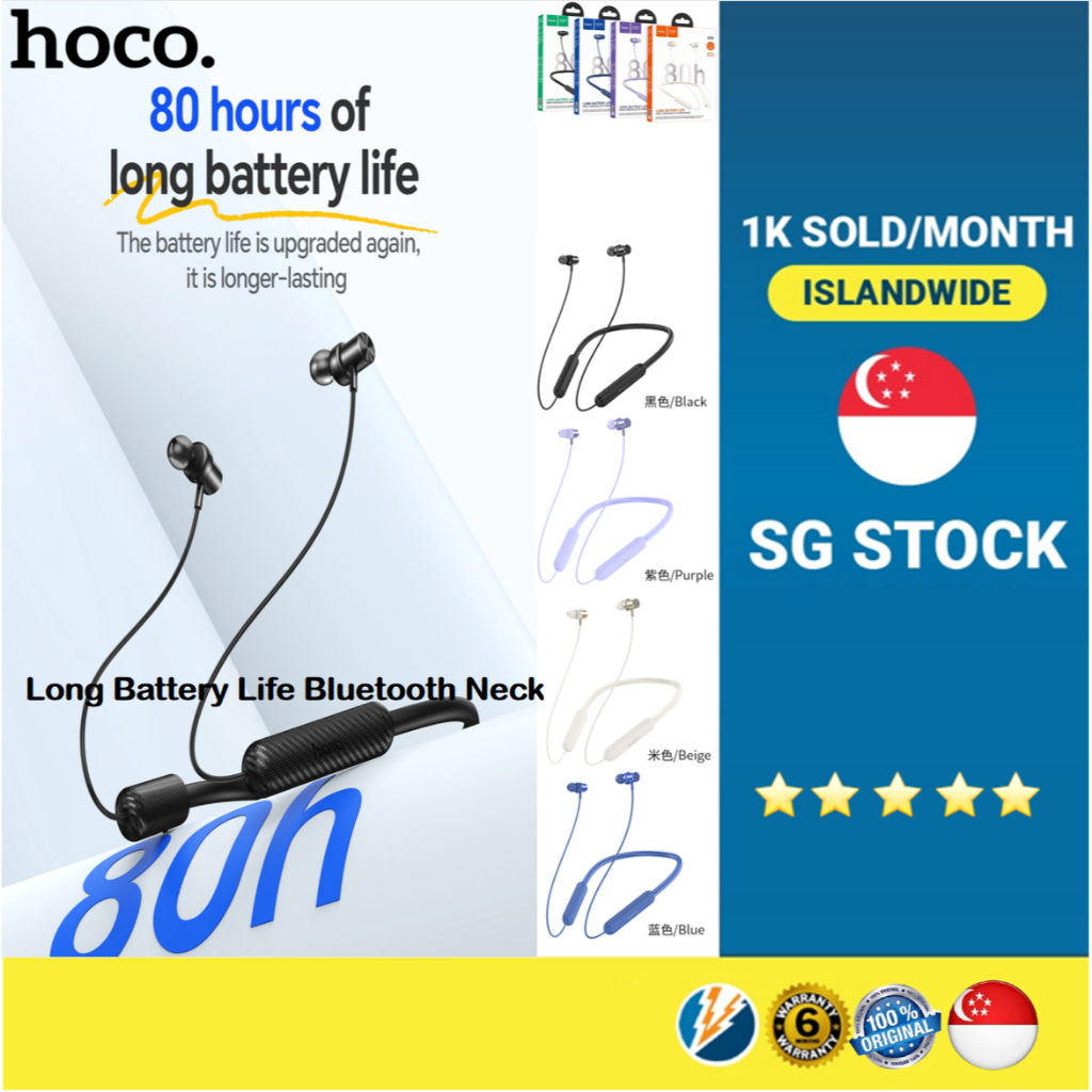 (SG) Hoco ES70 Good Sport Wireless Bluetooth Headset In-ear Neckband High Sound Quality Earphone ...
