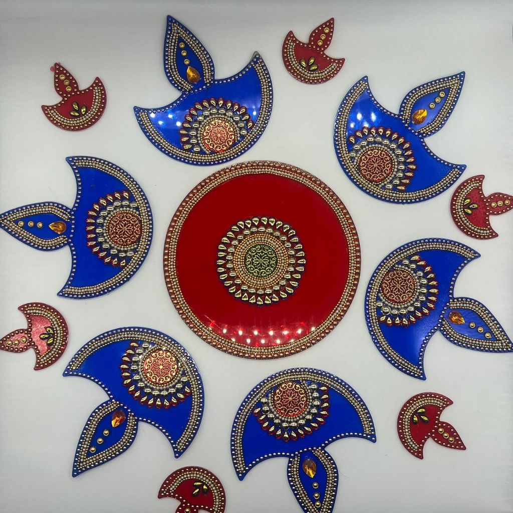 Acrylic Rangoli Diya Shape Reusable for Floor and Wall Decoration for ...