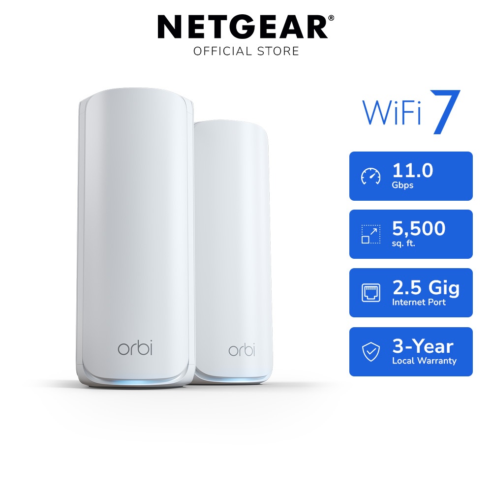 NETGEAR Orbi 770 (RBE772) WiFi 7 Mesh System: 2-Pack, Tri-Band, Up to ...