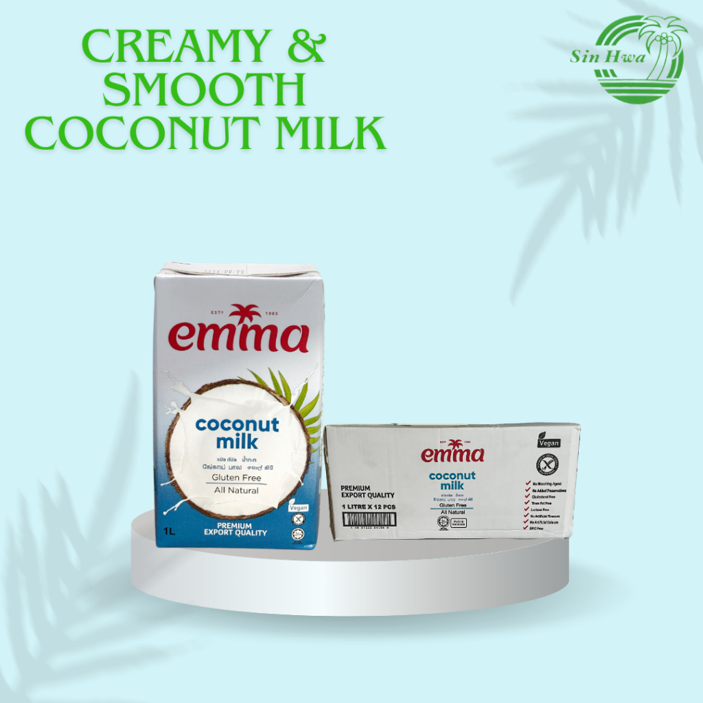 Emma Lower Fat Coconut Milk 1L X 12 Packets (Halal) - 1 Carton | Shopee ...