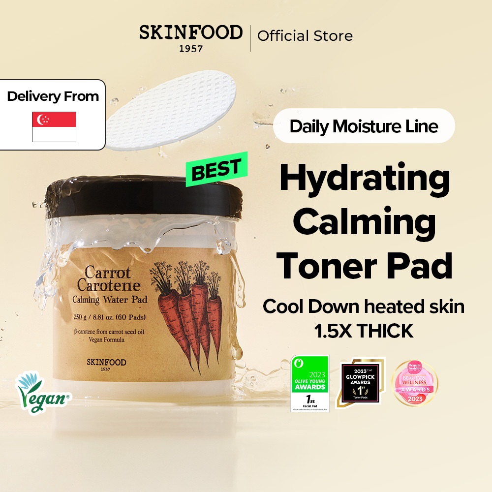[SKINFOOD Official] Carrot Carotene Calming Water Pad 60ea / Redness ...