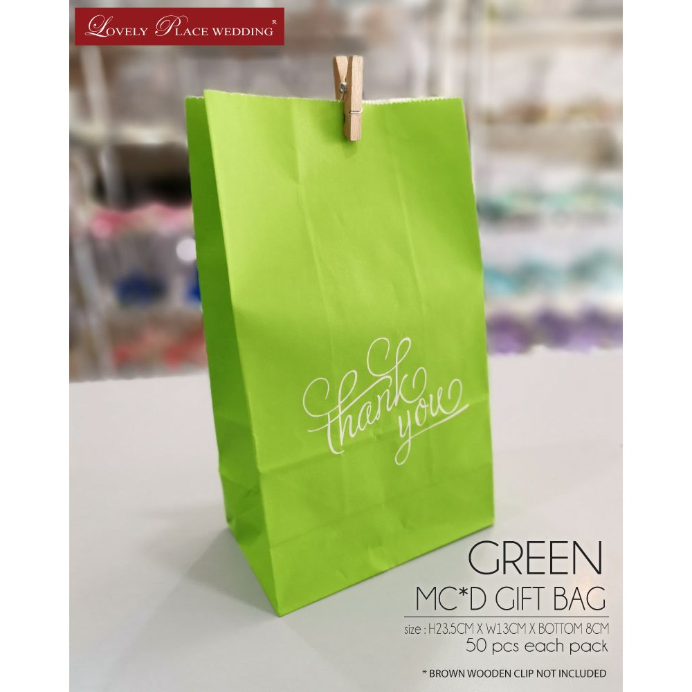 50 PCS QUALITY PAPER BAG - GREEN kraft PAPER BAG GIFT BAG / BAG ...