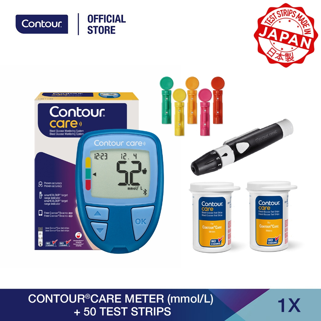 Contour Care Blood Glucose Meter (mmol/L) + 50 Test Strips | Shopee ...