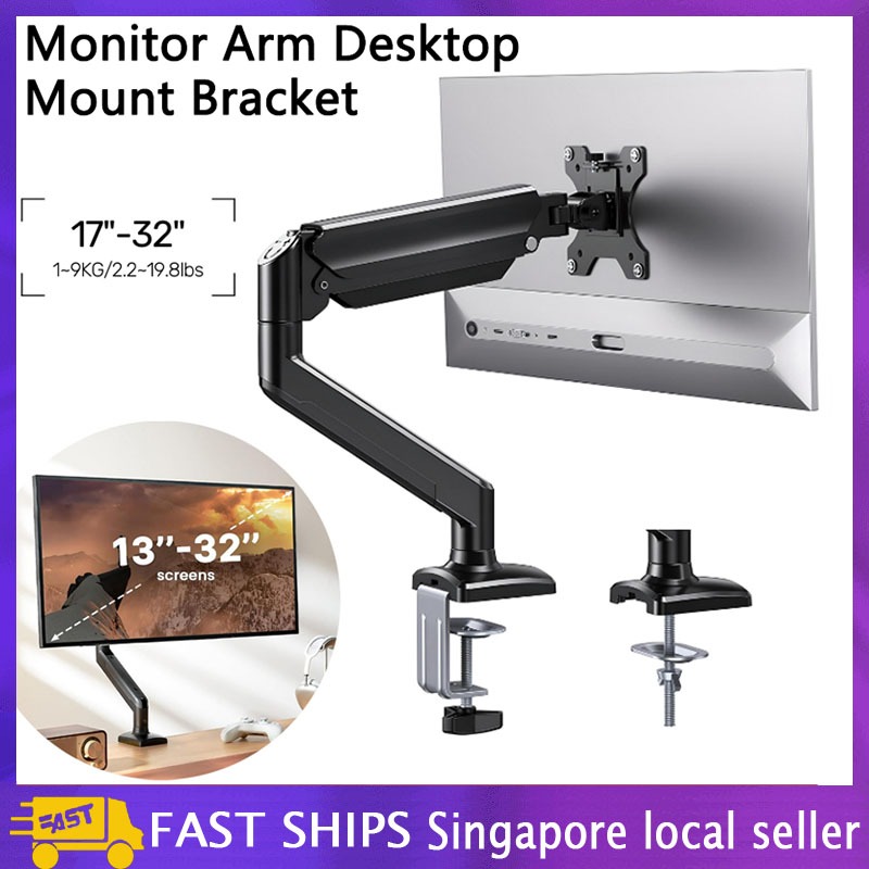 Monitor Arm Desktop Mount Bracket 17”-32” Bearing 10kg 360° Multi-Direction Adjustable Computer ...