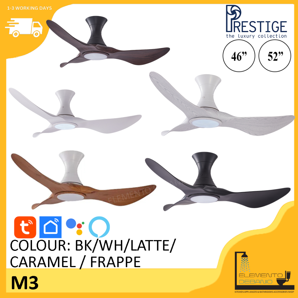 Prestige M3 Smart Ceiling Fan with 28w Dimmable Led light 46" / 52 ...