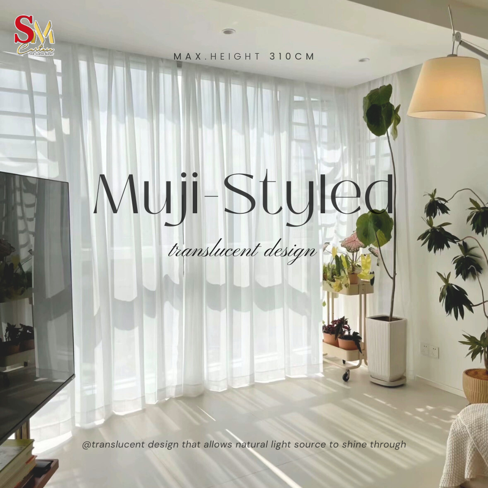【SM CURTAIN】Muji-Styled Translucent Sheer🥚Include Free Height ...